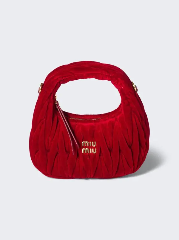 Miu Miu Wander Matelassé Velvet Mini Bag - Red
