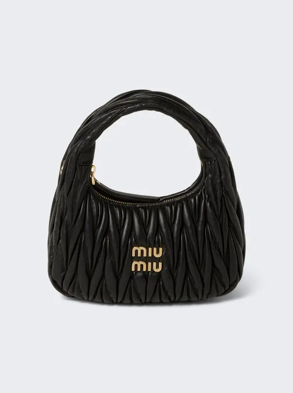 Miu Miu Wander Matelassé Nappa Leather Hobo Bag - Black