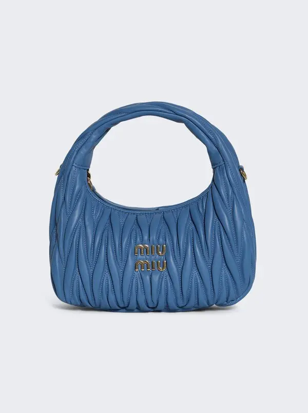 Miu Miu Wander Matelassé Nappa Leather Hobo Bag - Blue