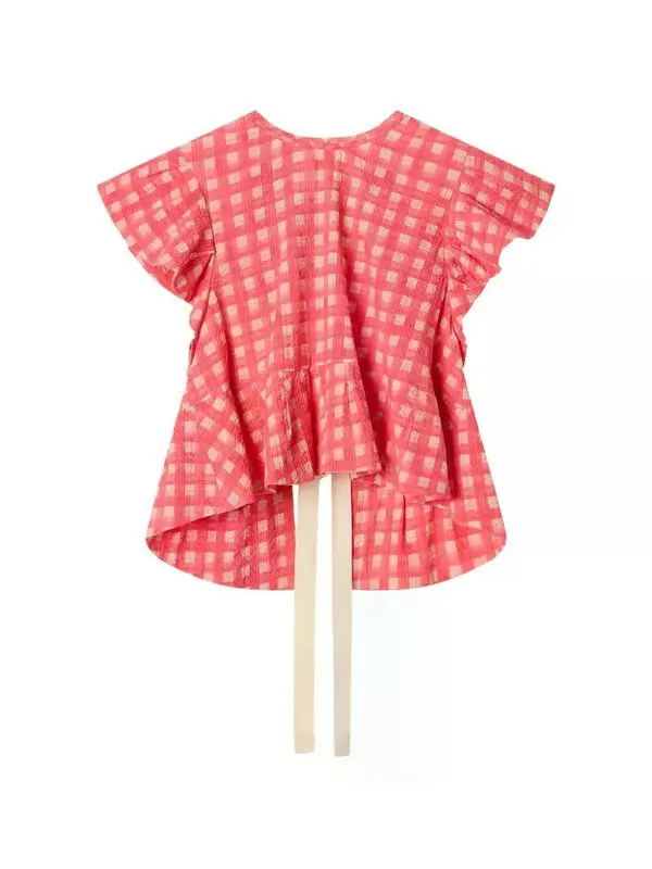 LEE MATHEWS Nina Ruffled Check Blouse