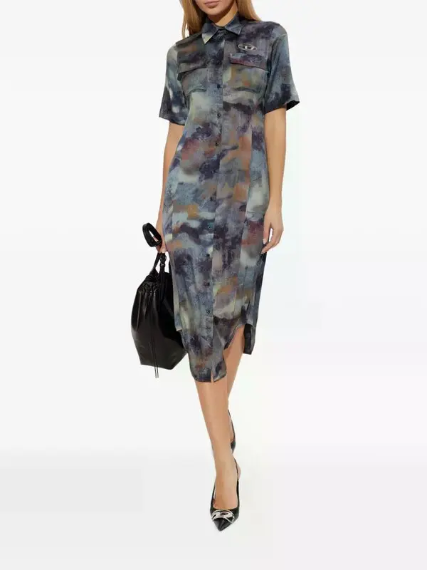 DIESEL® Printed Midi Shirt Dress