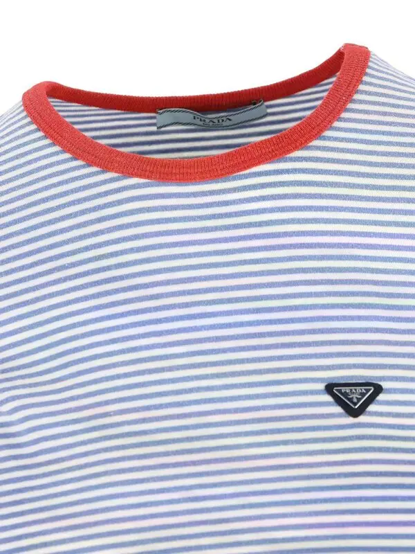 Prada Striped Cotton Top - Blue