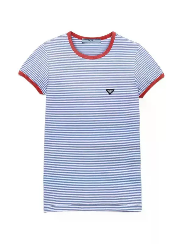 Prada Striped Jersey T-shirt - Blue
