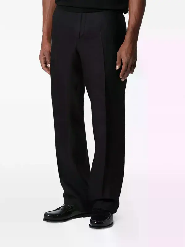 LARDINI Wide Leg Linen Trousers - Black