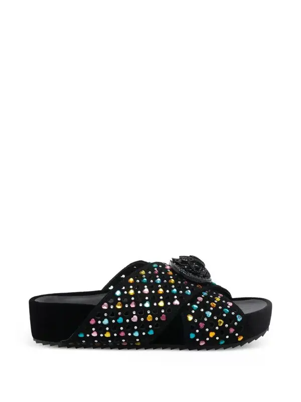 Kurt Geiger Chelsea Embellished Cross Strap Sandals - Black