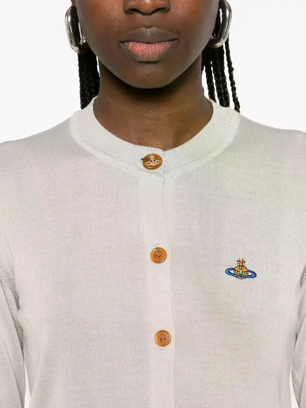 VIVIENNE WESTWOOD Logo-detail Buttoned Cardigan - Grey