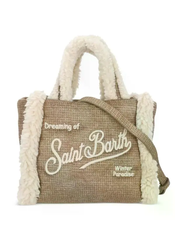 MC2 SAINT BARTH Mini Embroidered-logo Shearling Tote Bag