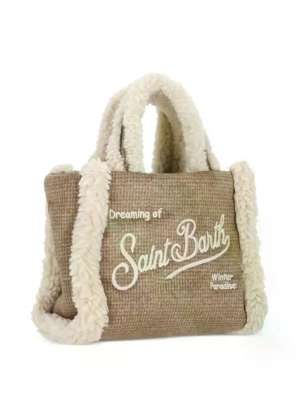 MC2 SAINT BARTH Mini Embroidered-logo Shearling Tote Bag