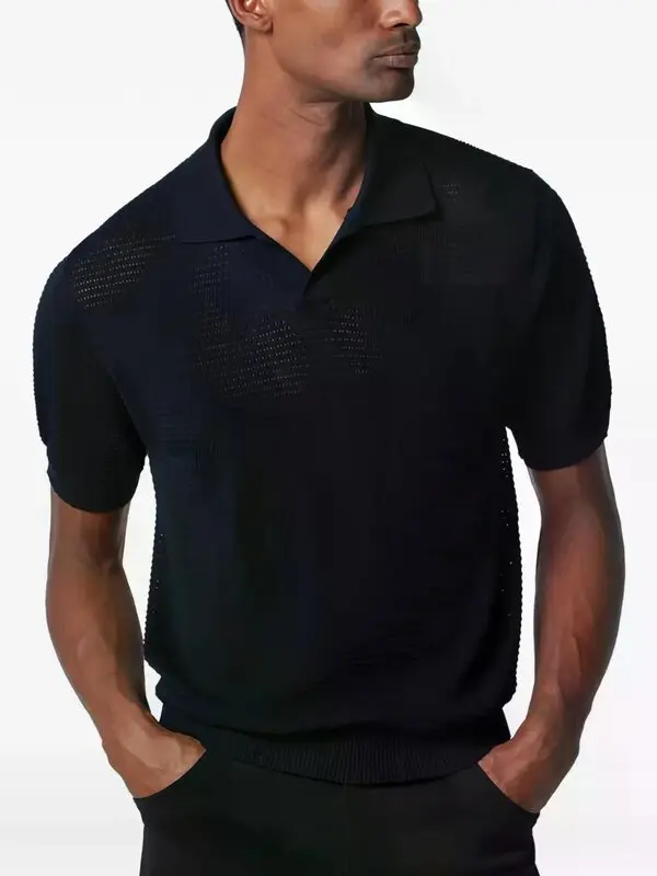 Tagliatore Waffle-knit Polo Shirt - Blue