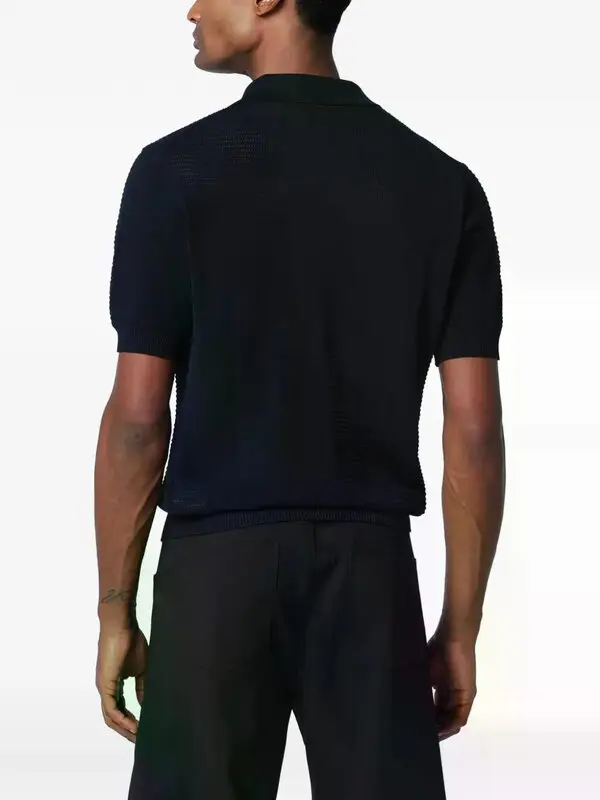 Tagliatore Waffle-knit Polo Shirt - Blue