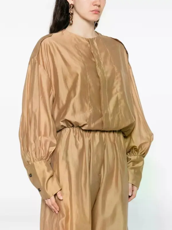 THELATEST Diana Collarless Shirt - Neutrals
