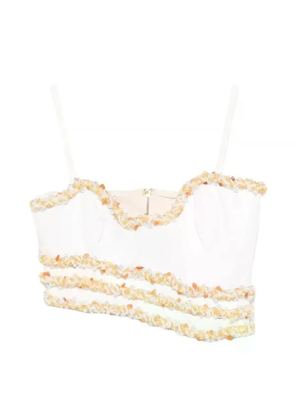 PatBO Embellished Crop Top - Neutrals