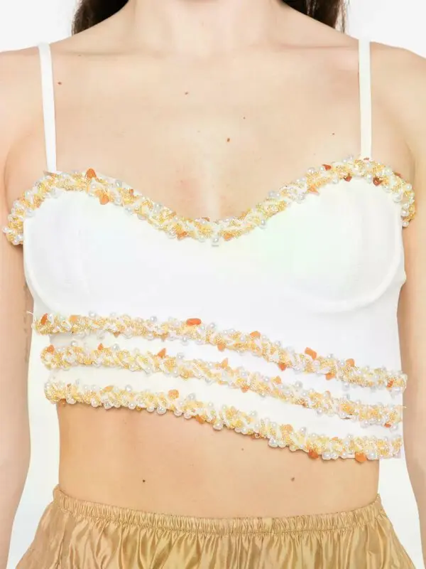 PatBO Embellished Crop Top - Neutrals