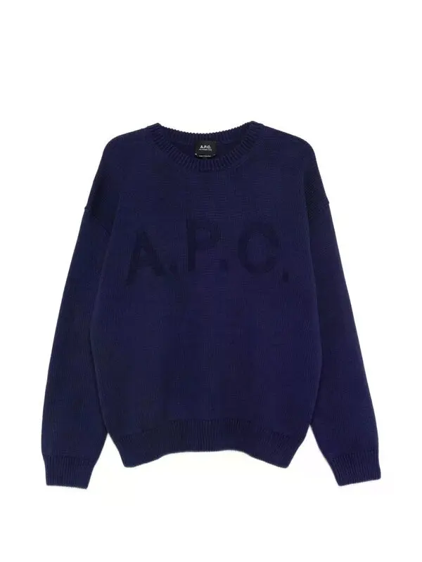 A.p.c. Logo-detail Crew-neck Sweater - Blue