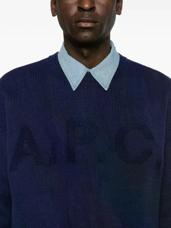 A.p.c. Logo-detail Crew-neck Sweater - Blue
