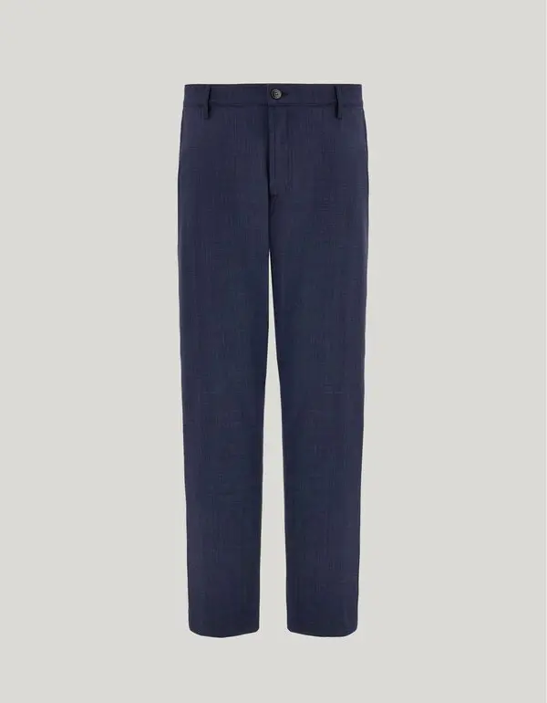 Canali Denim Tapered Chinos In Comfort Wool - Blue