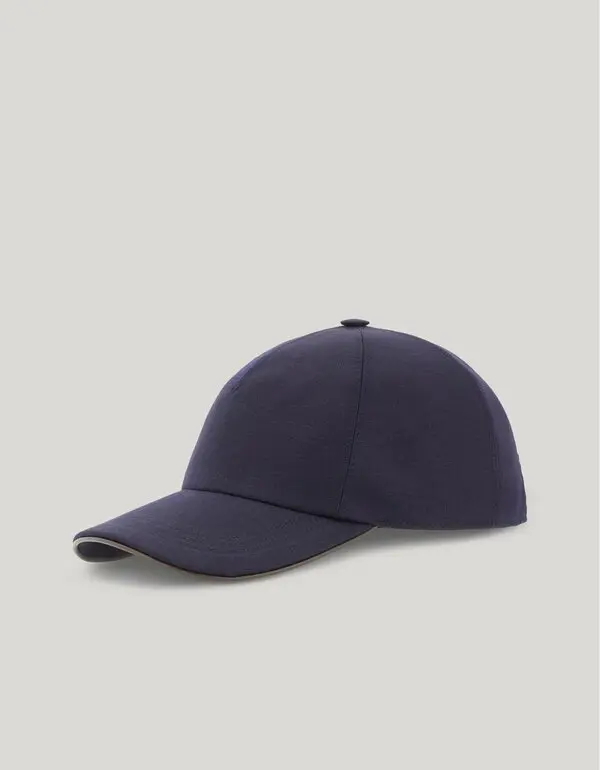 Canali Baseball Cap With Nappa Leather Details - Blue