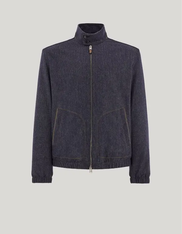 Canali Blouson Jacket In 150's Wool Denim Effect