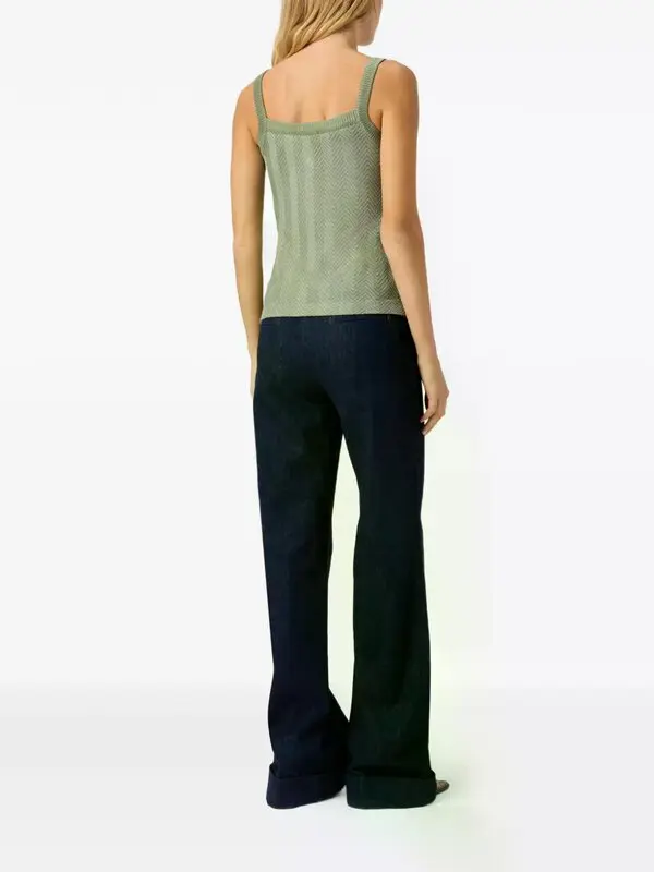 Missoni Sleeveless Chevron Knit Top - Green
