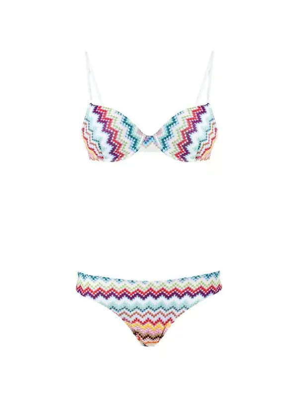 Missoni Zig-zag-pattern Bikini Set - White