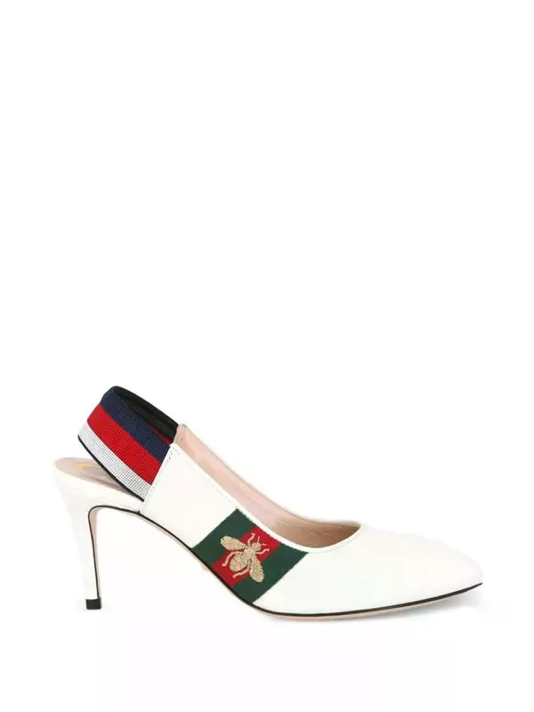 Gucci 10mm Sylvie Embroidered Slingback Pumps