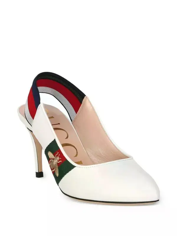 Gucci 10mm Sylvie Embroidered Slingback Pumps