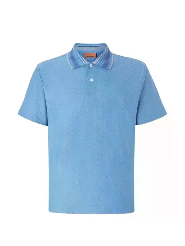 Missoni Jacquard Cotton Polo Shirt With Tone-on-tone Zigzag Design - Blue