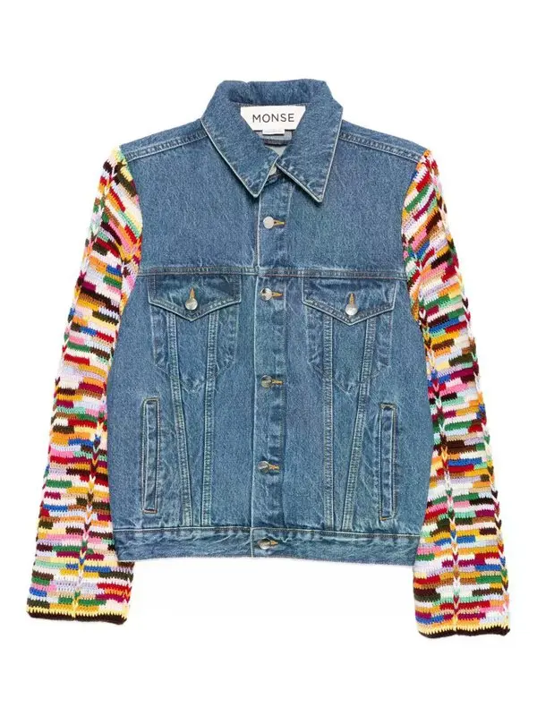 Monse Crochet Sleeves Denim Jacket