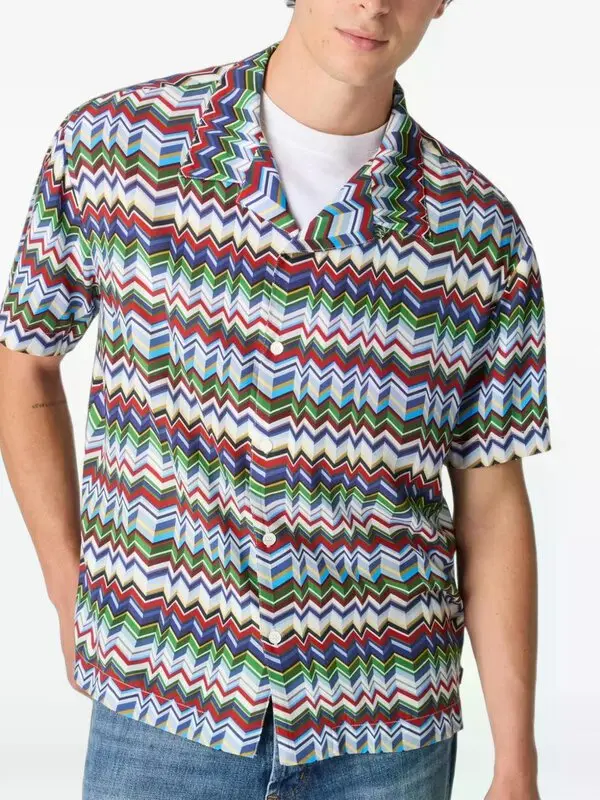 Missoni Bowling Shirt With Irregular Zigzag Print
