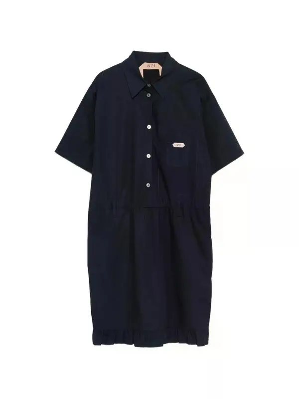 N°21 Ruffle-trim Short-sleeve Dress - Blue