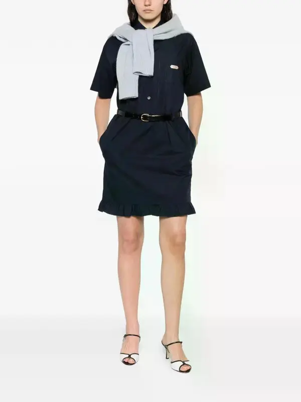 N°21 Ruffle-trim Short-sleeve Dress - Blue