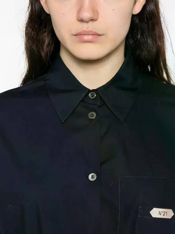 N°21 Ruffle-trim Short-sleeve Dress - Blue