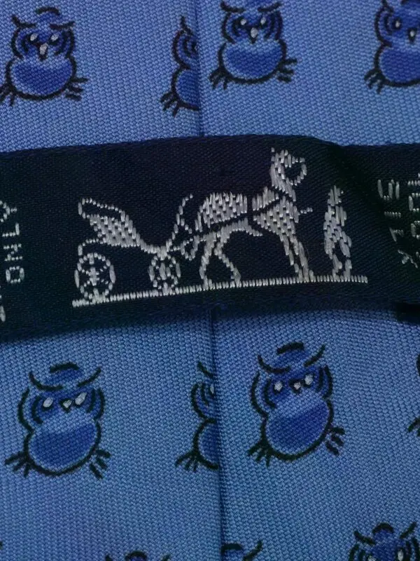 Hermès Owl Printed Necktie - Blue