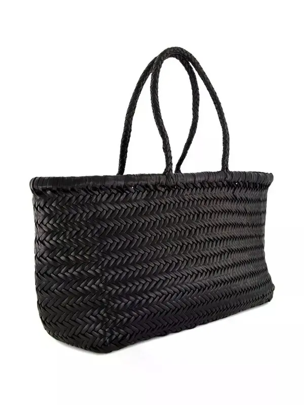 Dragon Diffusion Triple Jump Woven Leather Tote Bag - Black