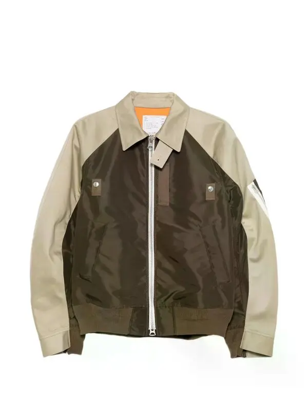 Sacai Colourblock Zip-up Jacket - Brown