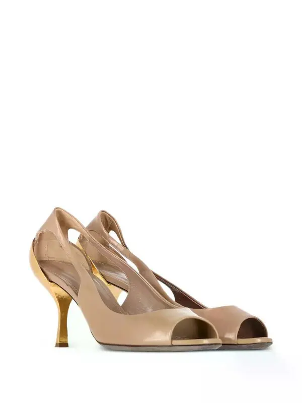 SERGIO ROSSI 80mm Leather Open Toe Pumps