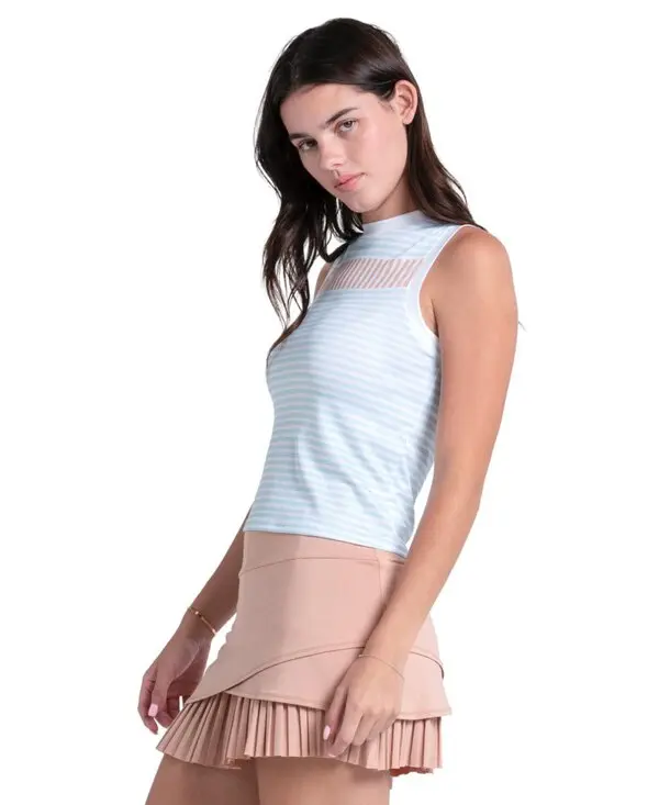 Lucky In Love Riviera Stripe Tank - Wave Blue