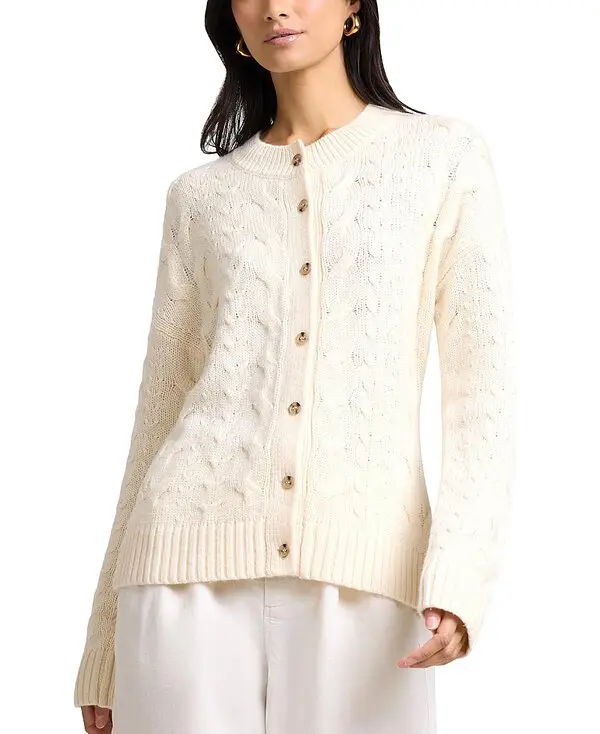 Onia Fitted Cable Knit Cardigan - Natural Melange