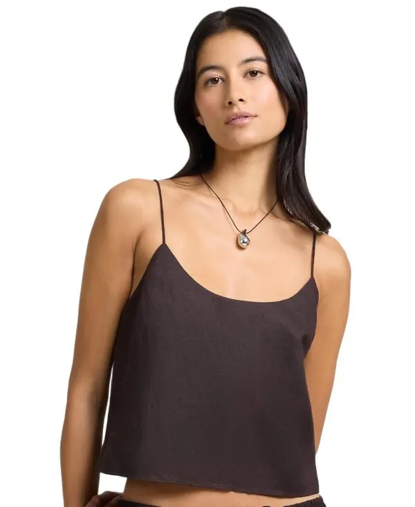 Onia Air Linen Cami Top - Espresso