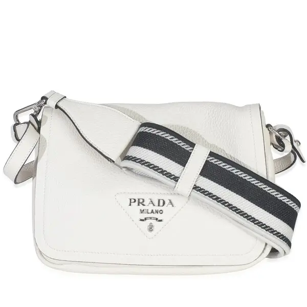Prada Vitello Daino Soft Double Zip Flap Bag
