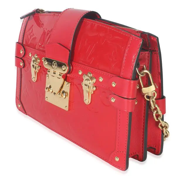 LOUIS VUITTON Cherry Monogram Vernis Trunk Clutch - Red