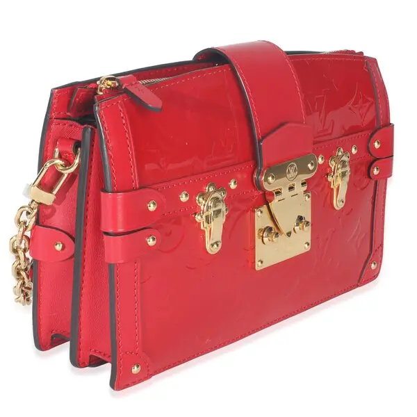 LOUIS VUITTON Cherry Monogram Vernis Trunk Clutch - Red