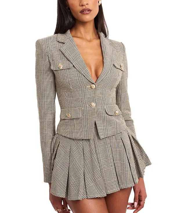 MISS CIRCLE NEW YORK Plaid Blazer Jacket
