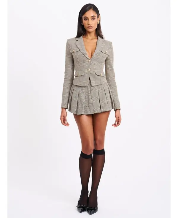 MISS CIRCLE NEW YORK Plaid Blazer Jacket