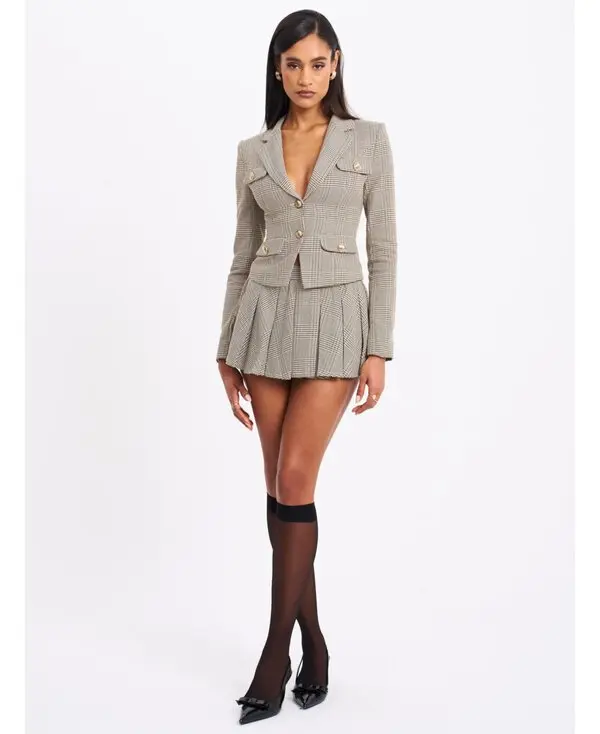 MISS CIRCLE NEW YORK Plaid Blazer Jacket