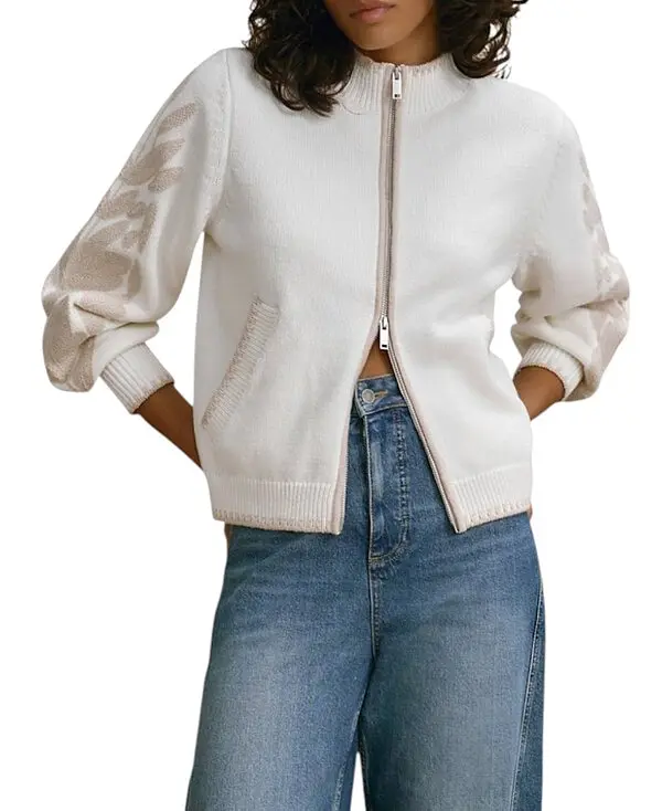 Mint Velvet Cotton-blend Embroidered Cardigan
