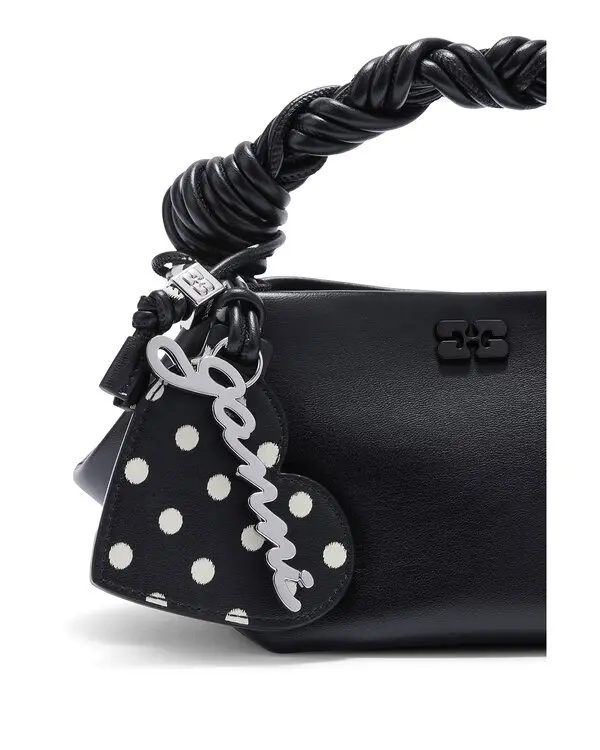 GANNI Bou Heart Mirror Bag Charm - Black