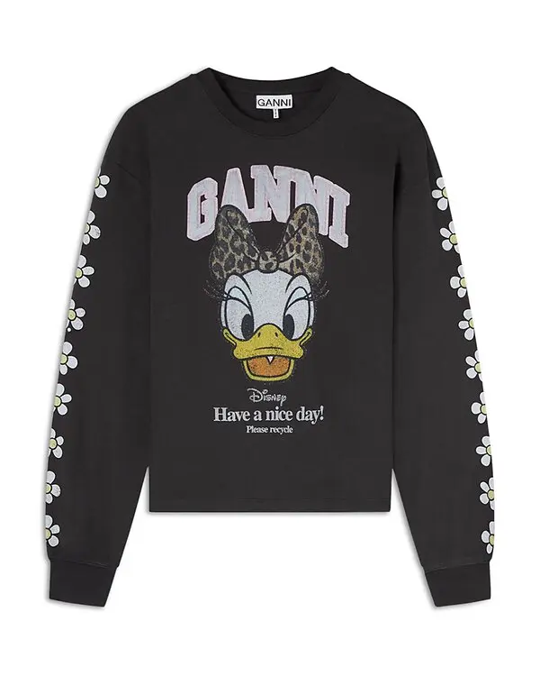 GANNI Daisy Duck Graphic Long Sleeve Tee - Phantom