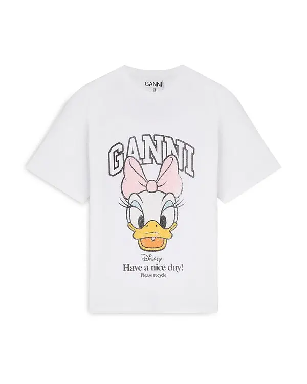 GANNI Daisy Duck Graphic Baby Fit Tee - Bright White