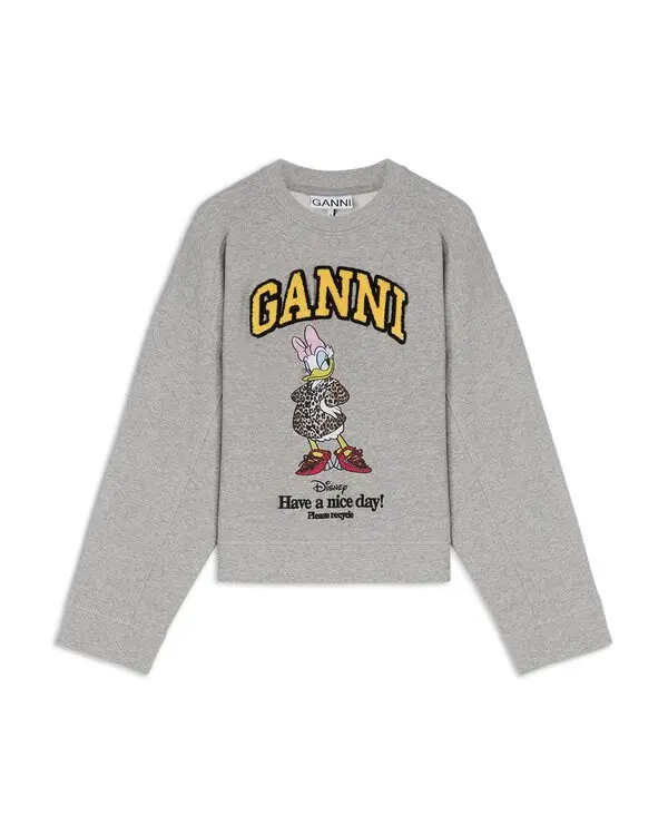 GANNI Cropped Daisy Duck Crewneck Sweatshirt - Paloma